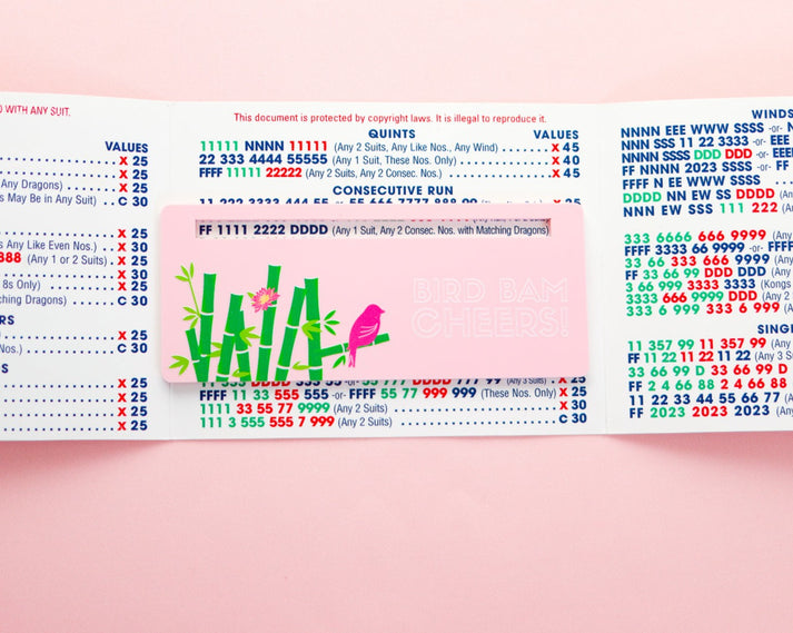 Pastel Pink Bird Bam Cheers Mahjong Card Line Marker™ – Mark Your Mahjong